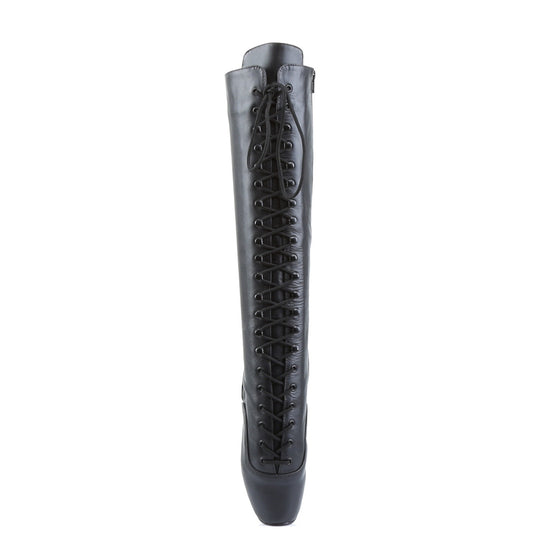 BALLET-2020 Devious Fetish 7" Heel Black Leather Knee Highs – Pole ...