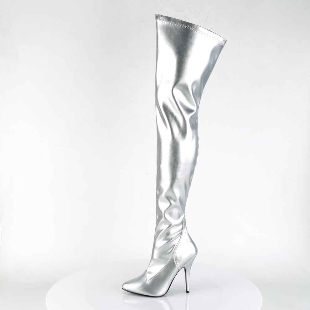 SEDUCE-3000 Pleasers 5 Inch Heel Silver Fetish Footwear – Pole Dancing ...